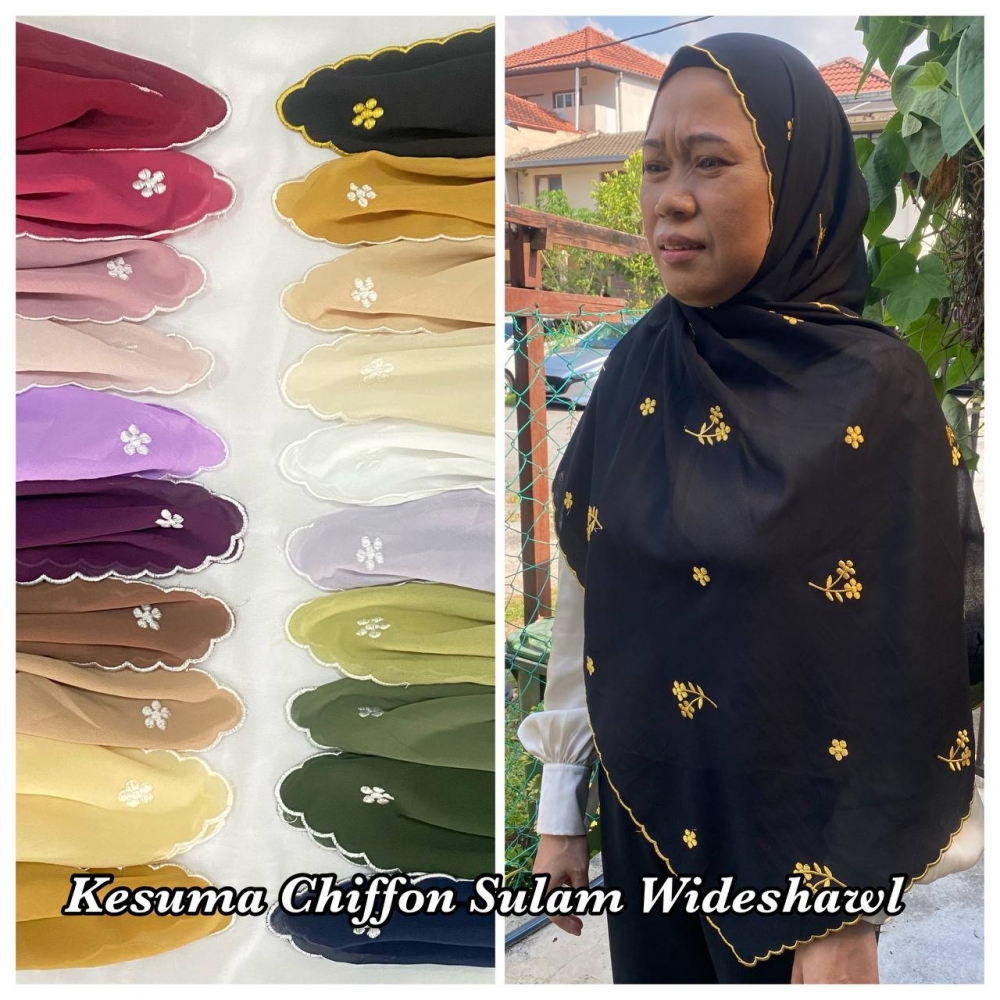 Kesuma Sulam Chiffon Wideshawl